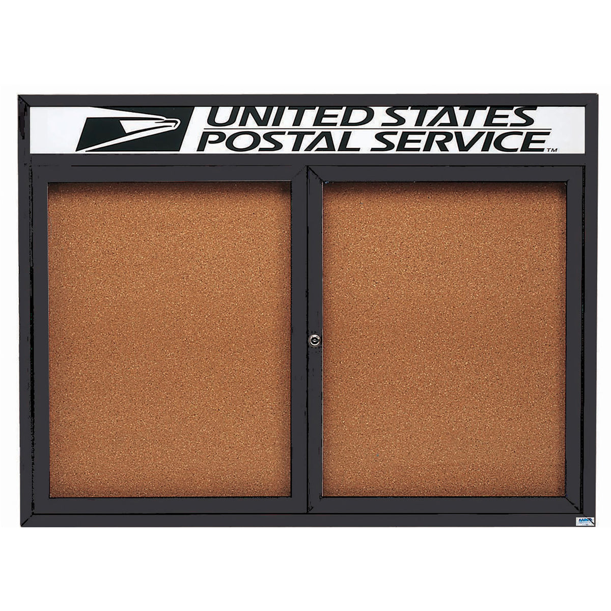 2 Door Enclosed Bulletin Board with Header - Illuminated - Outdoor Usa ...