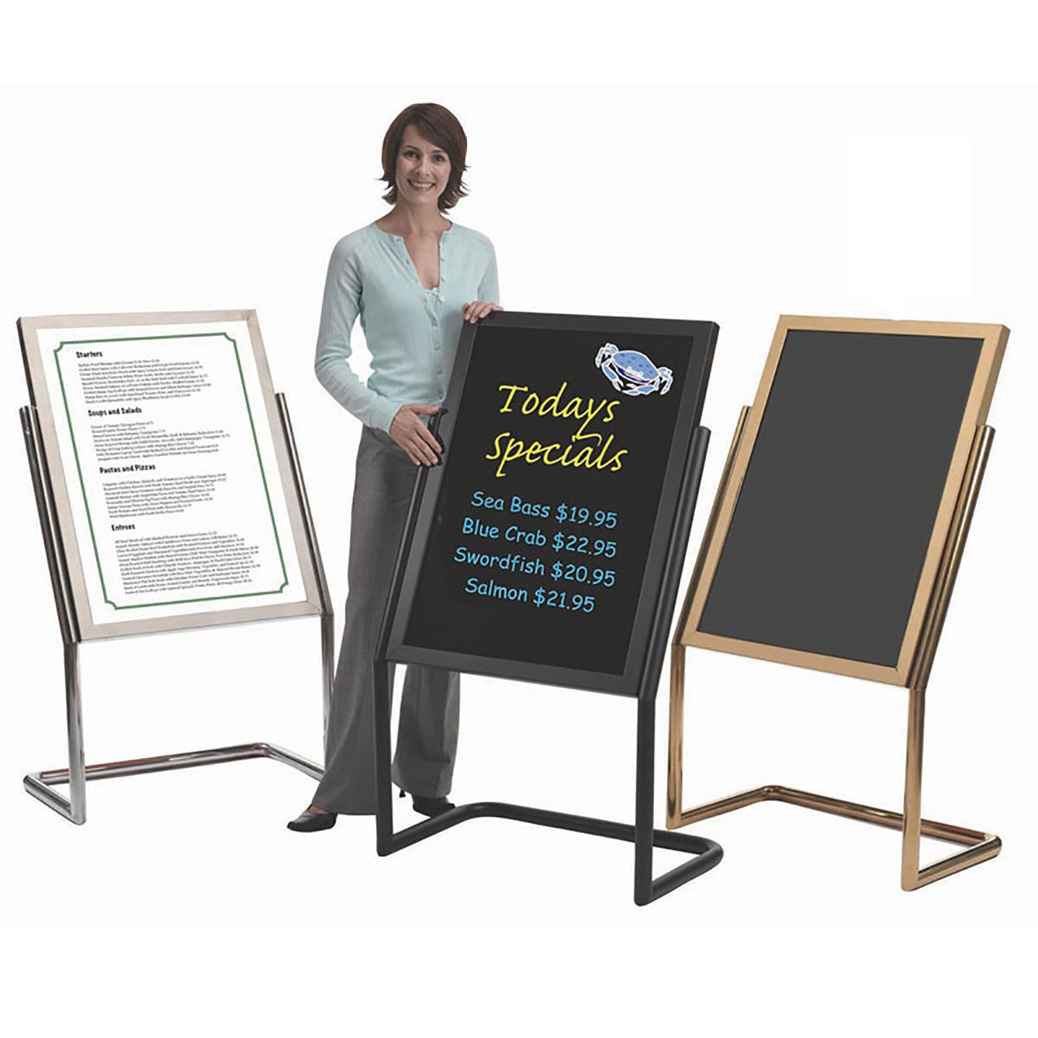 Menu & Poster Display Stand with Neon Markerboard 30" x 22"W – Allen ...