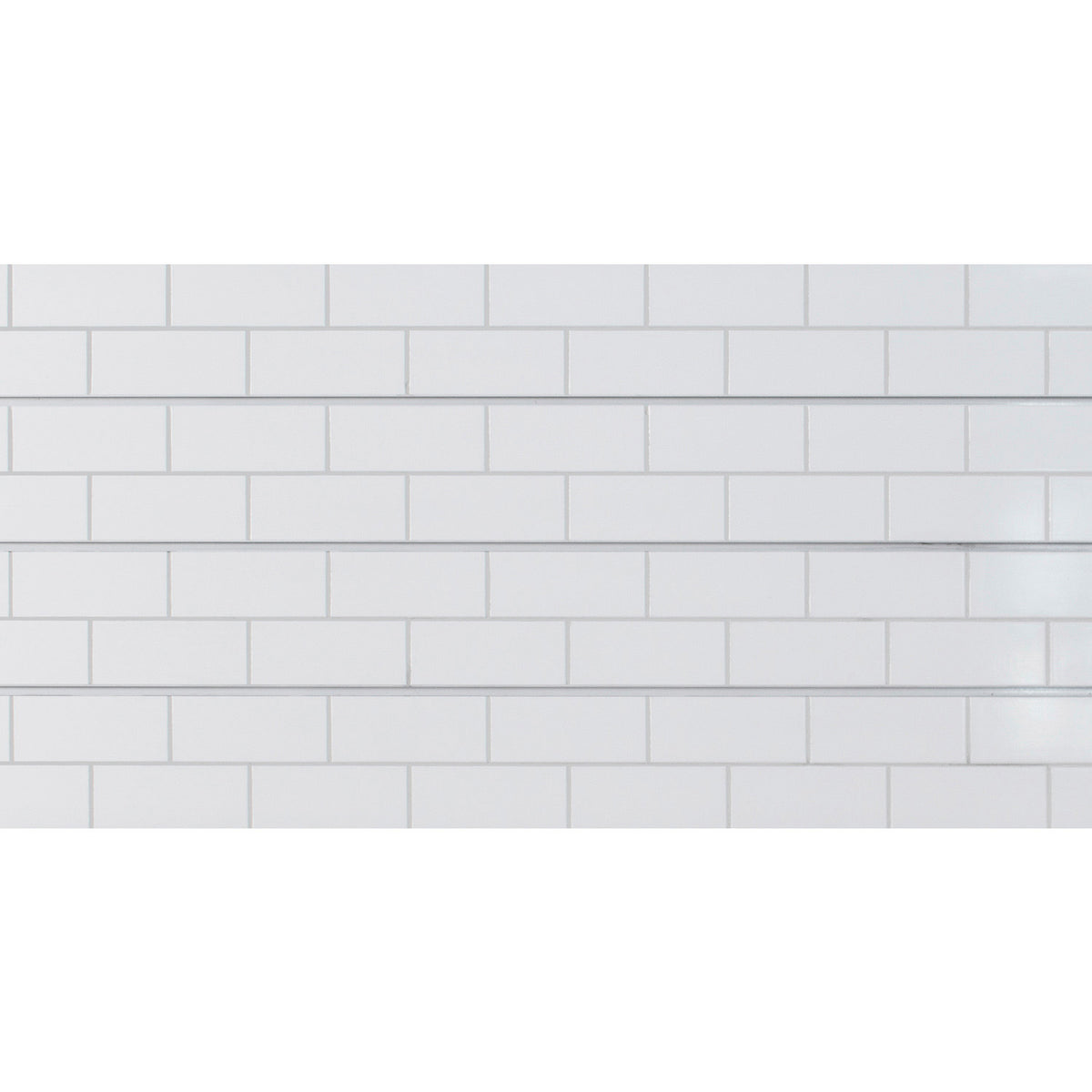 White Subway Tile with White Grout Textured Slatwall Panel – Allen Display