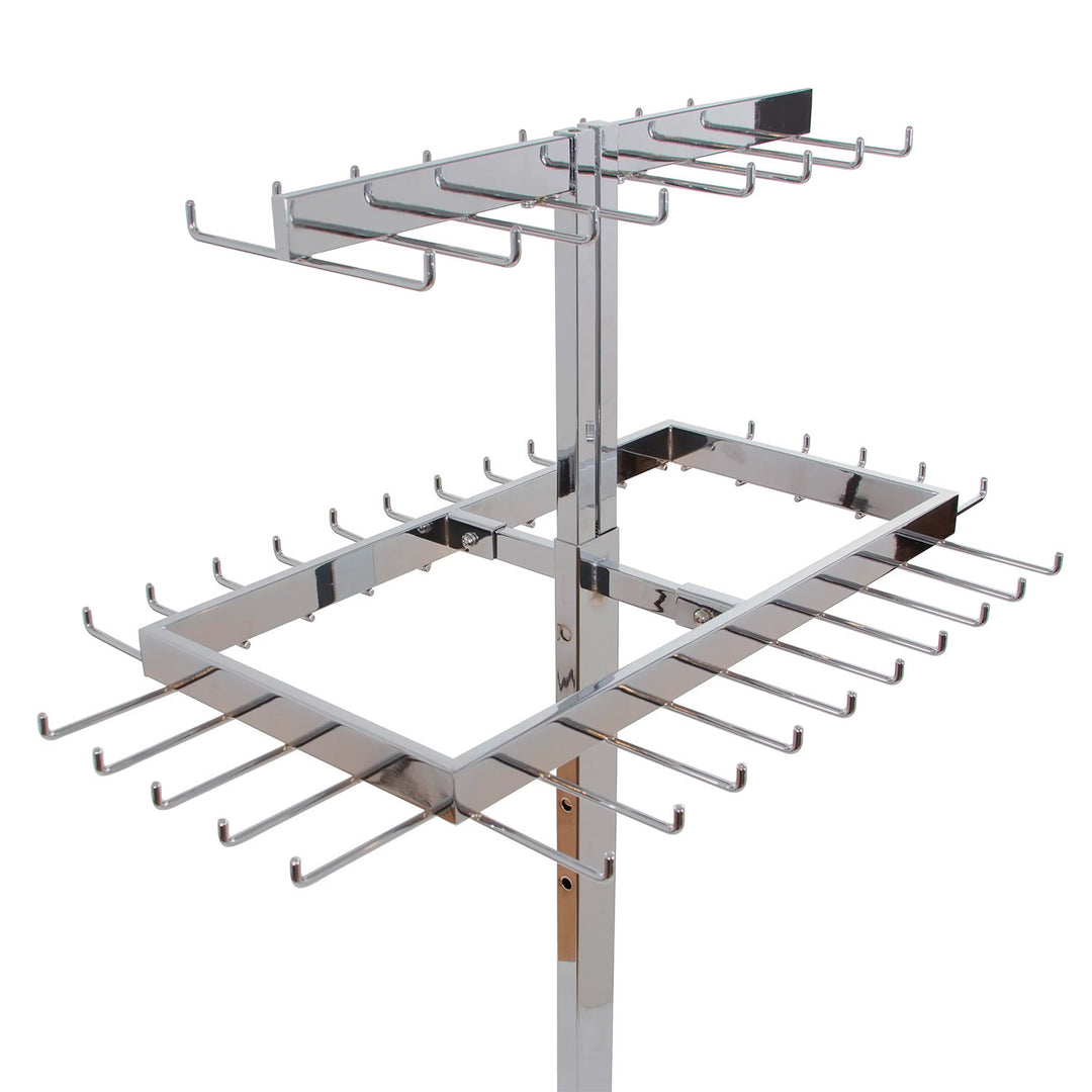 Deluxe 2-Tier Retail Belt & Tie Display - 46 Hooks – Chrome – Allen Display