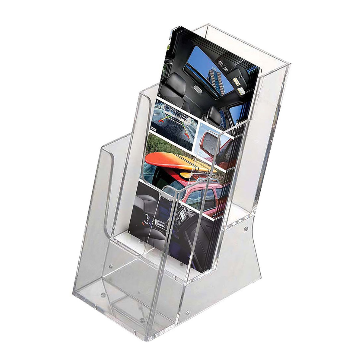 3-Pocket Acrylic Countertop Brochure & Leaflet Holder, 4"H x 6"H ...