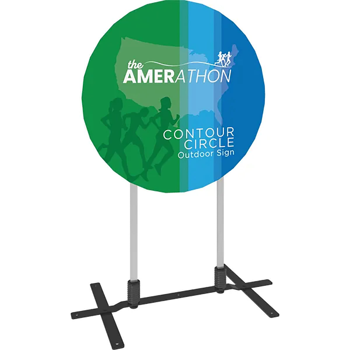Contour Outdoor Sign Circle with Steel Plate Base - Double-Sided Sign ...