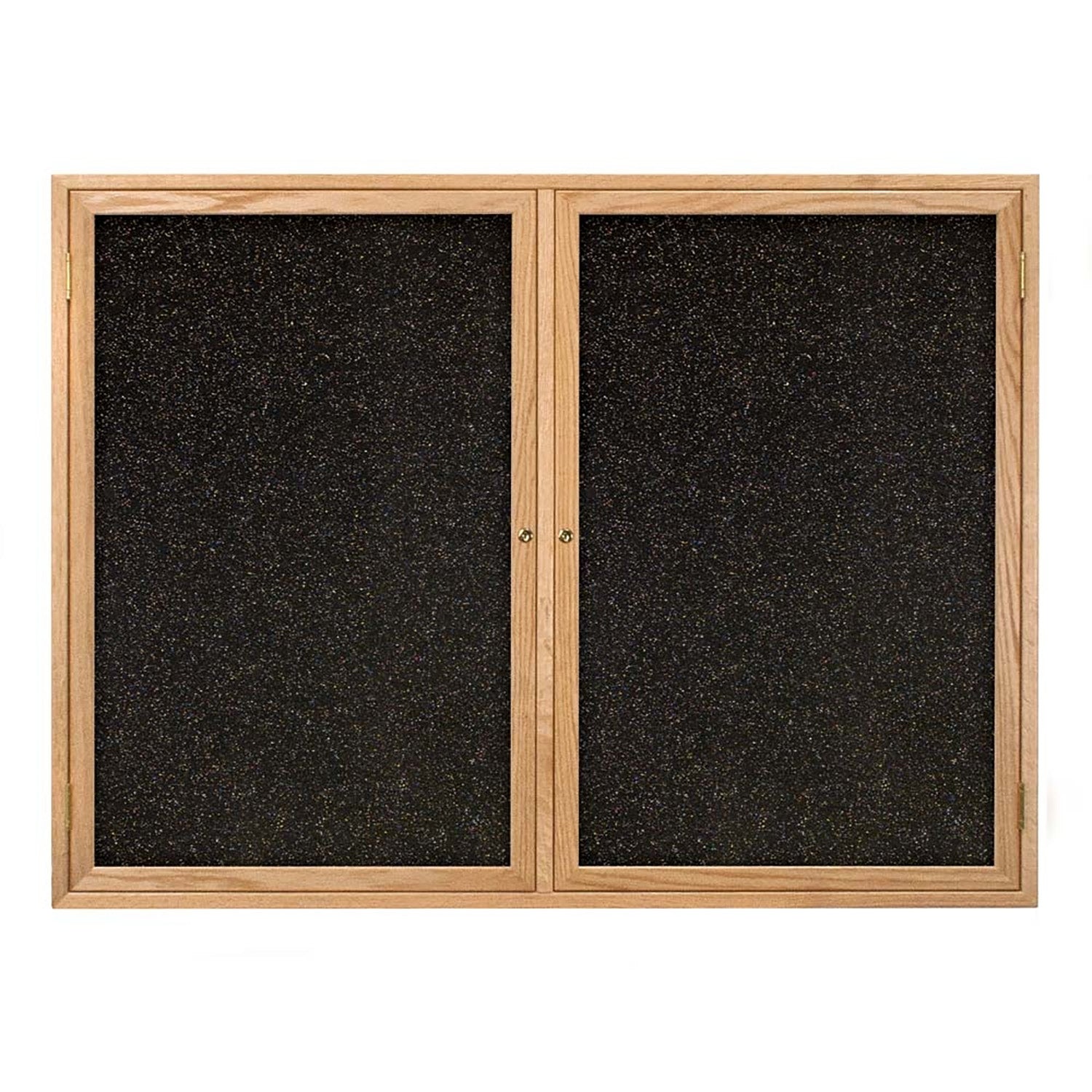 Double Door Traditional Wood Enclosed Black Recycled Rubber Bulletin B ...