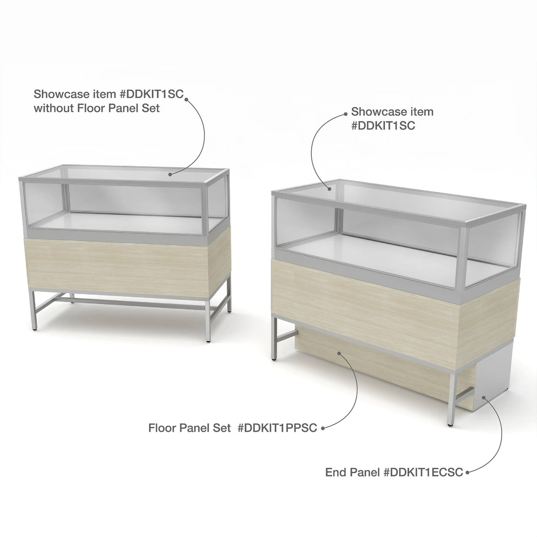 Satin Chrome End Privacy Panels for Display Cabinet with Storage Drawe ...